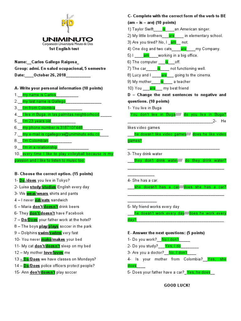 1ST English Test - GRUPO VIRTUAL | PDF | Leisure