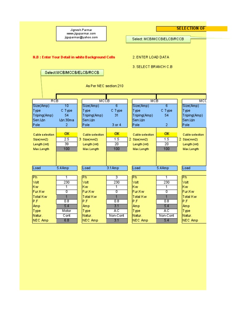 Selectionof Main CBand Branch CB | PDF | Power (Physics) | Electrical ...