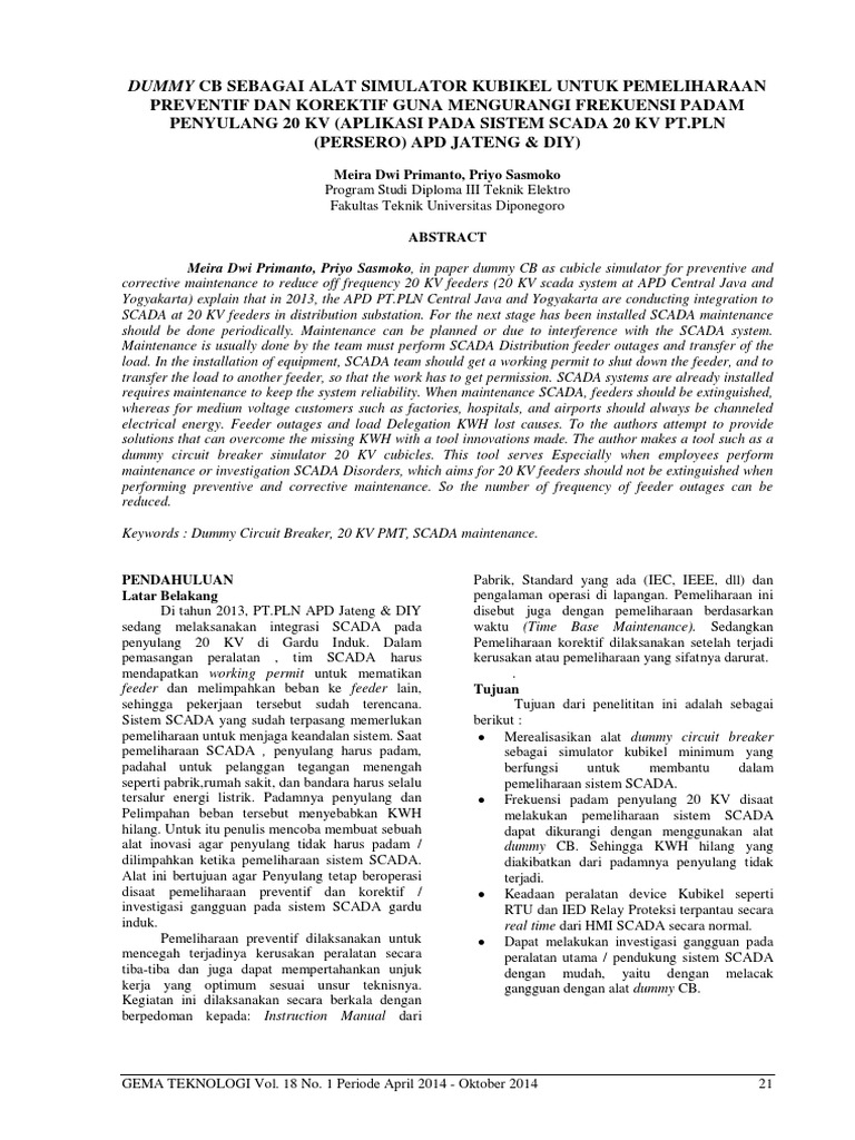 Dummy CB Sebagai Alat Simulator Kubikel F79a1f96 PDF | Unduh gratis PDF ...