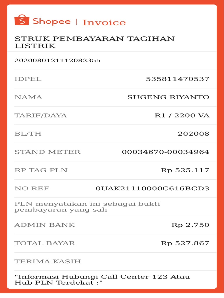 E-Receipt - Tanda Terima Shopee | PDF