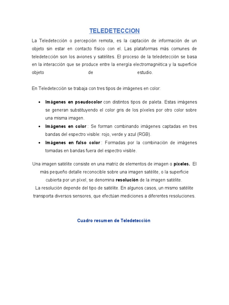 TELEDETECCION | PDF | Sensores remotos | Espectro electromagnético