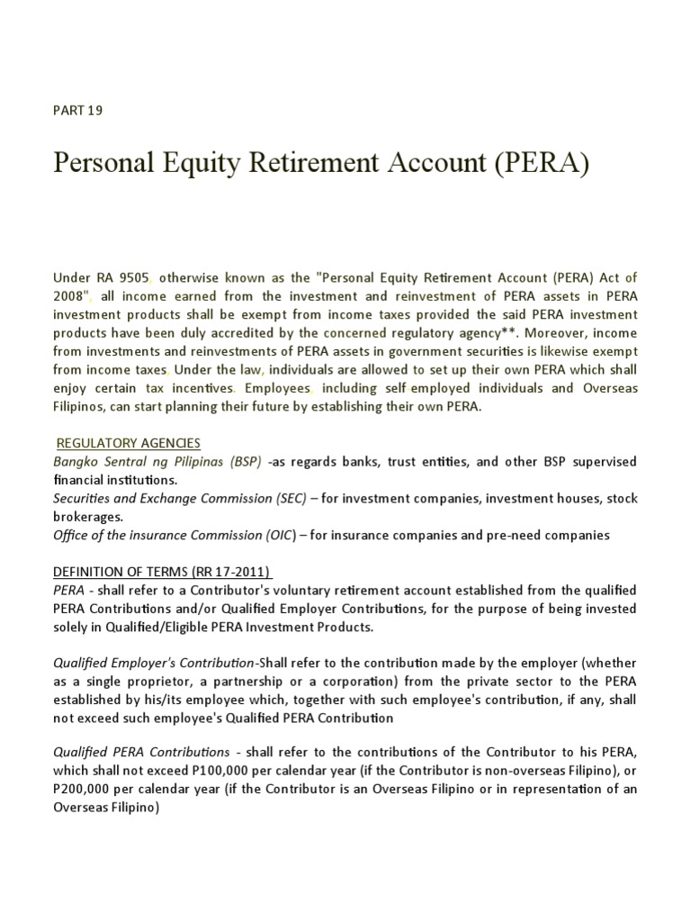 19 Personal Equity Retirement Account PERA | PDF | Capital Gains Tax ...