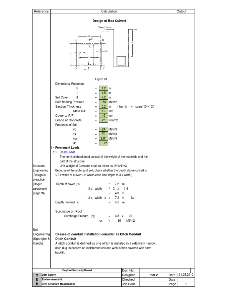 Box Culvert Design Calculation 222 | PDF | Classical Mechanics ...