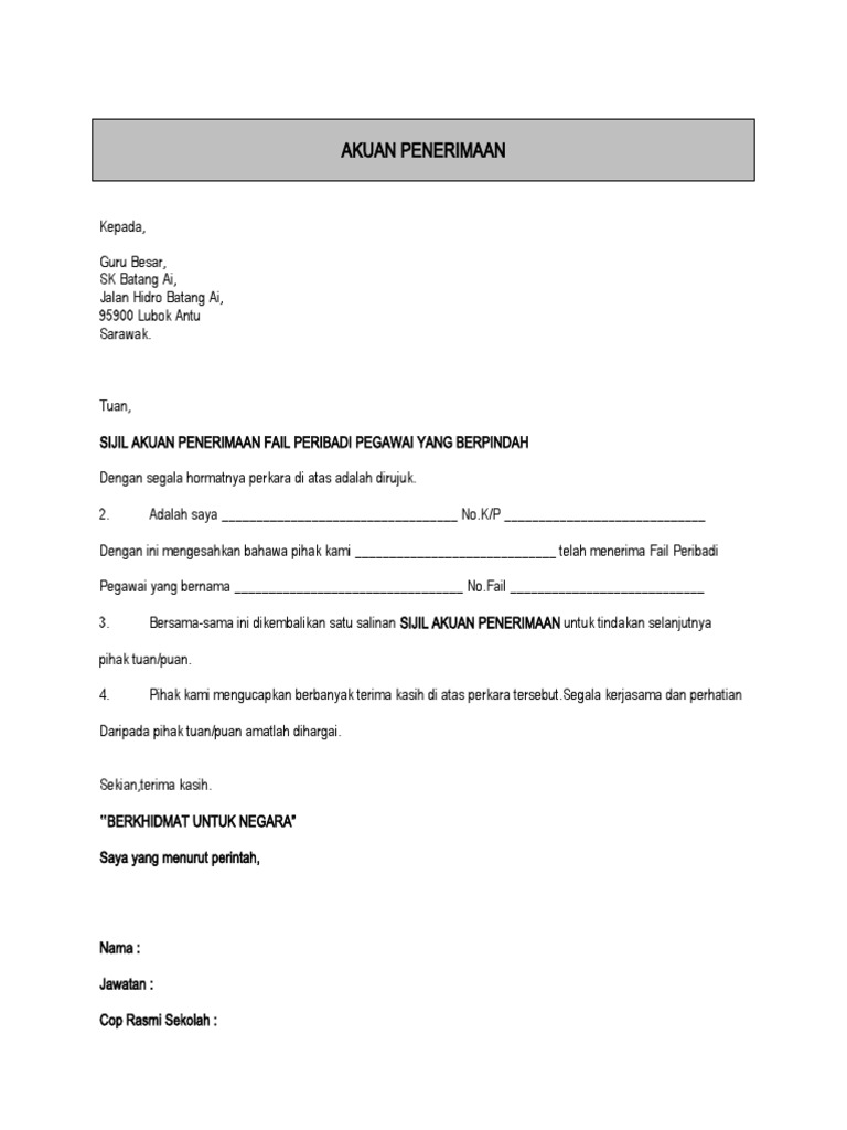 AKUAN PENERIMAAN - Fail Peribadi | PDF