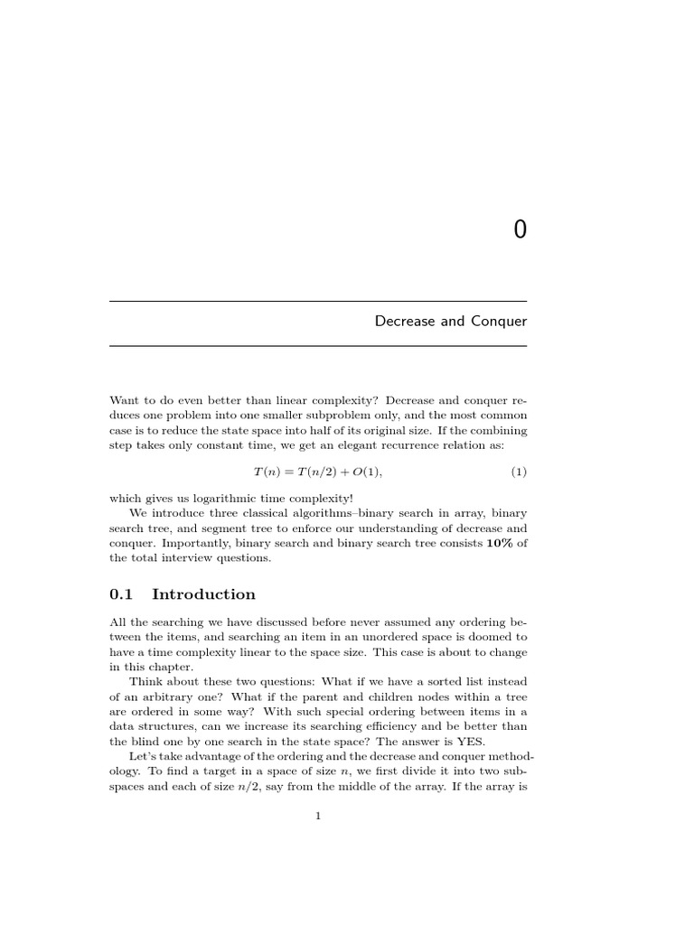 Decrease and Conquer PDF | Download Free PDF | Mathematical Logic | Computer Data