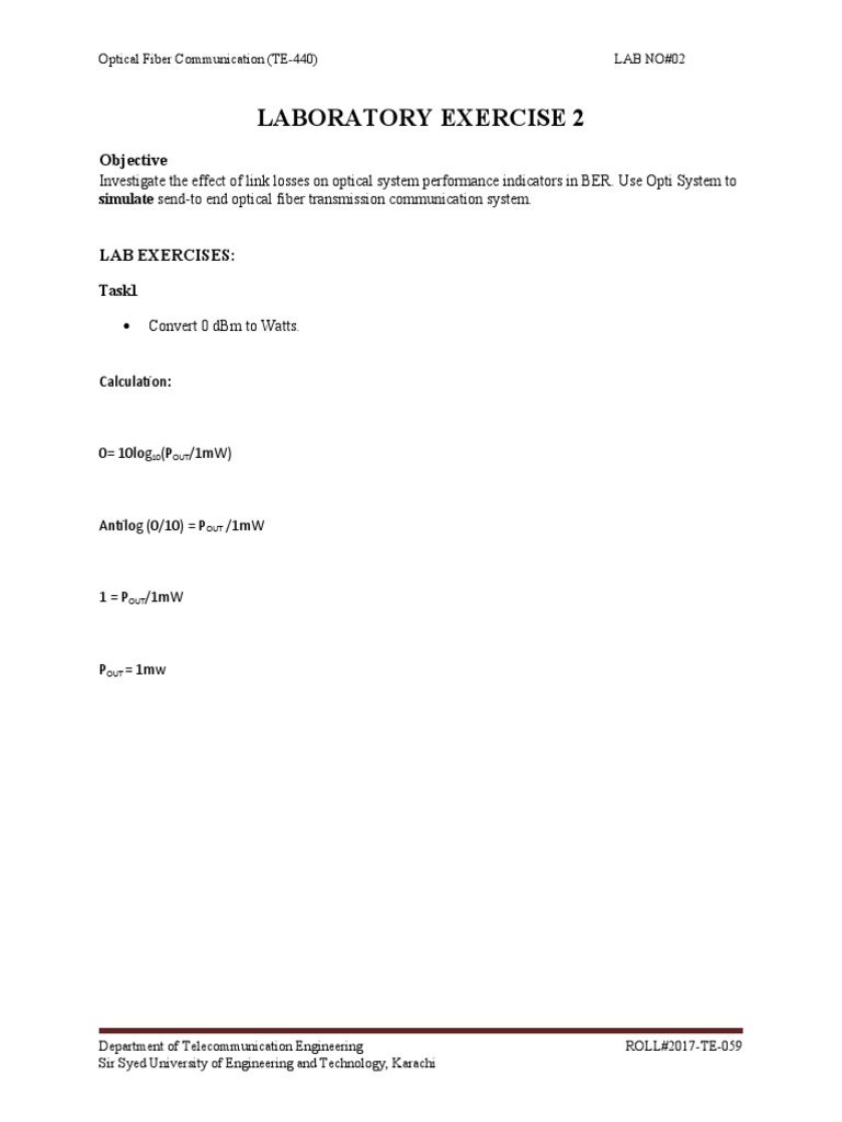 LAB2 | PDF | Telecommunications Engineering | Optical Fiber