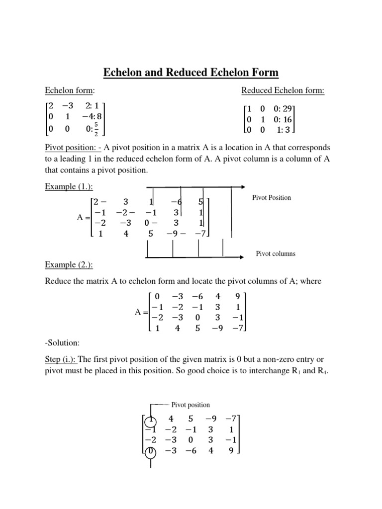 Echelon and Reduced Echelon Forms Explained | PDF | Mathematical ...