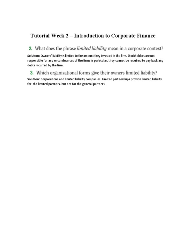 Tutorial 1 Solution | PDF | Dividend | Corporate Tax