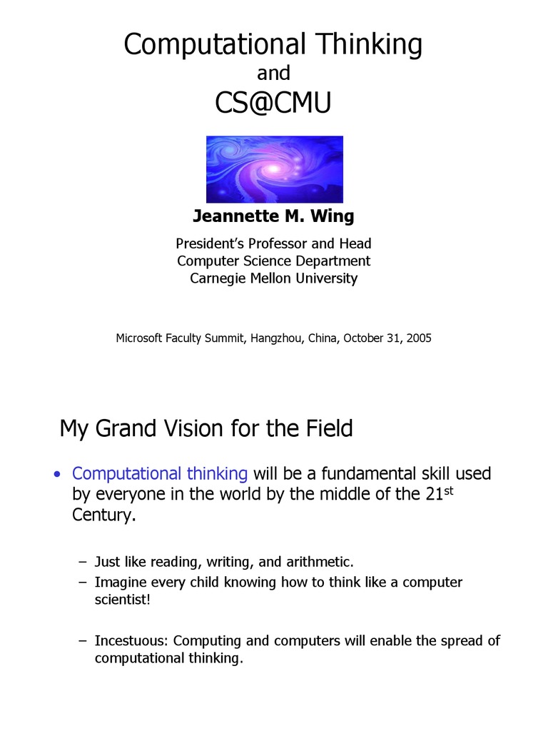 Computational Thinking Cs@Cmu: Jeannette M. Wing | PDF | Computer Science | Artificial Intelligence