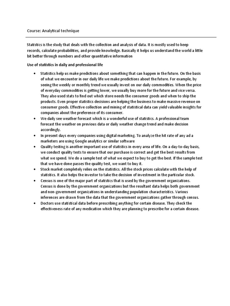 Importance of Statistics in Daily Life | PDF | Statistics | Data