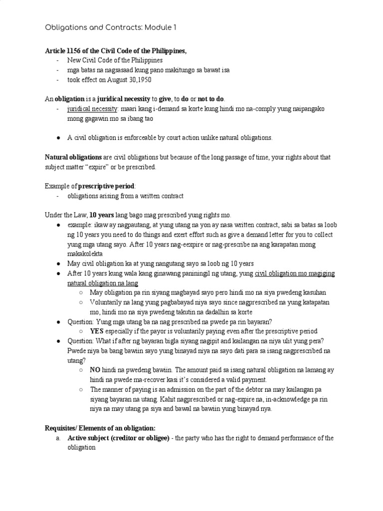 Oblicon Module 1 | PDF | Usury | Damages