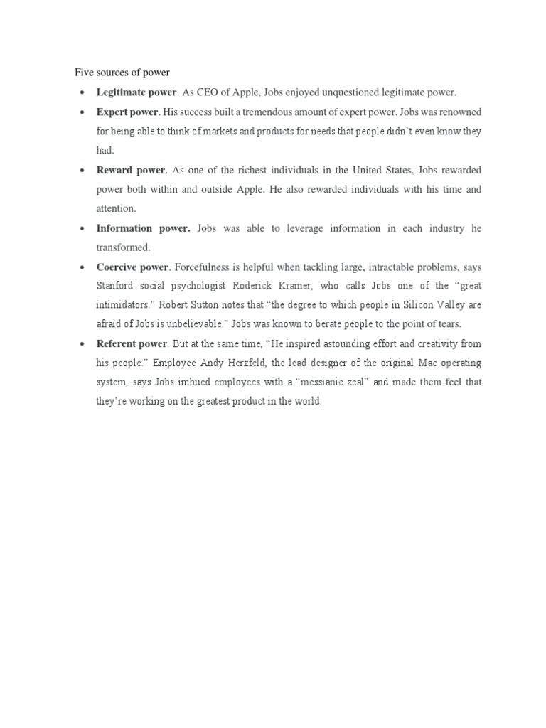 Five Sources of Power | PDF
