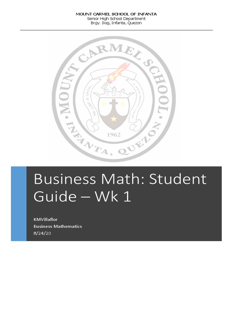 Business Math: Student Guide - WK 1 | PDF | Fraction (Mathematics ...