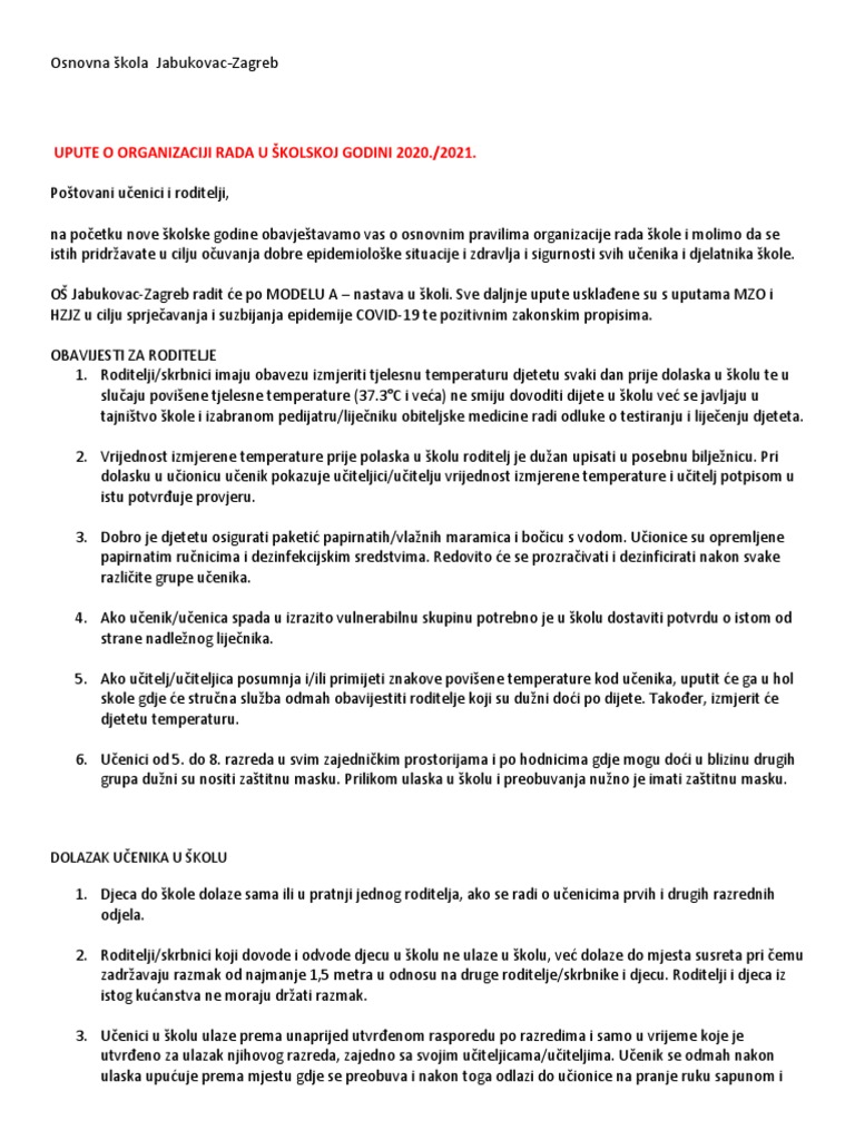 Osnovna Škola Jabukovac - Upute | PDF
