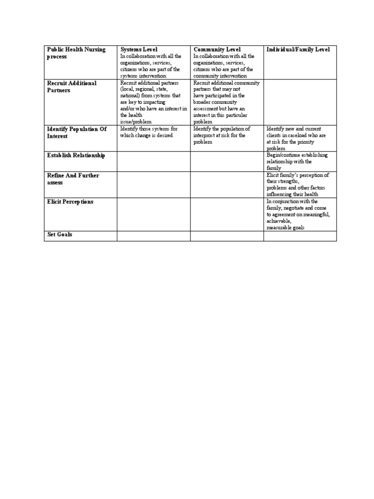 Public Health Nursing Process | PDF | Risk | Nursing