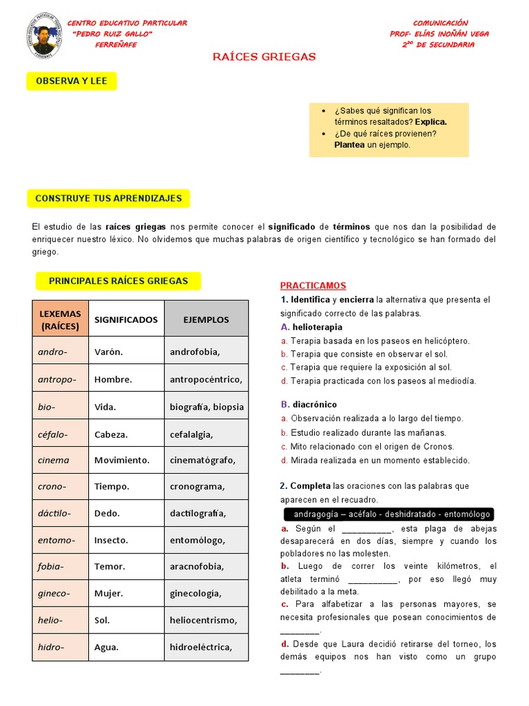 15. RAÍCES GRIEGAS - SUFIJOS Y PREFIJOS | PDF | Enfermedad de Alzheimer ...