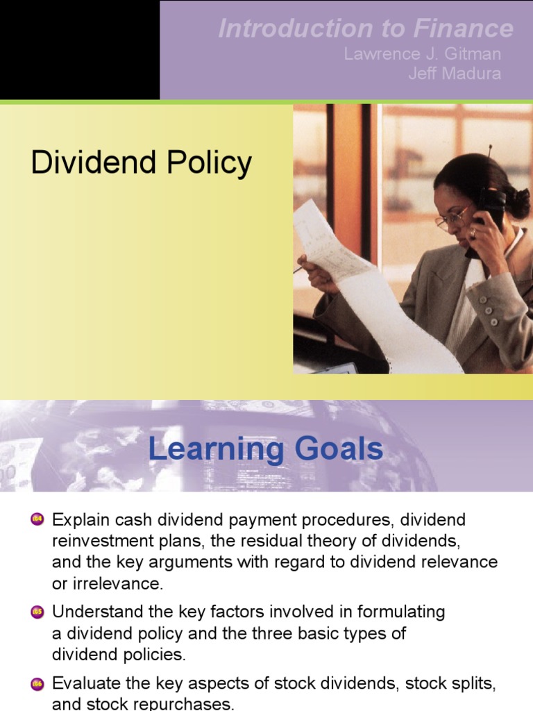 Introduction To Finance: Dividend Policy | PDF | Dividend | Retained ...