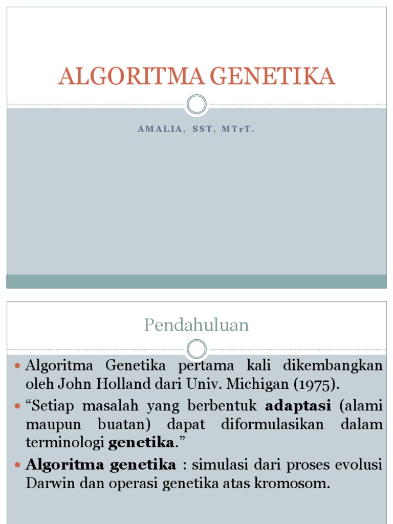 Algoritma Genetika: Dasar dan Aplikasi | PDF | Sains & Matematika