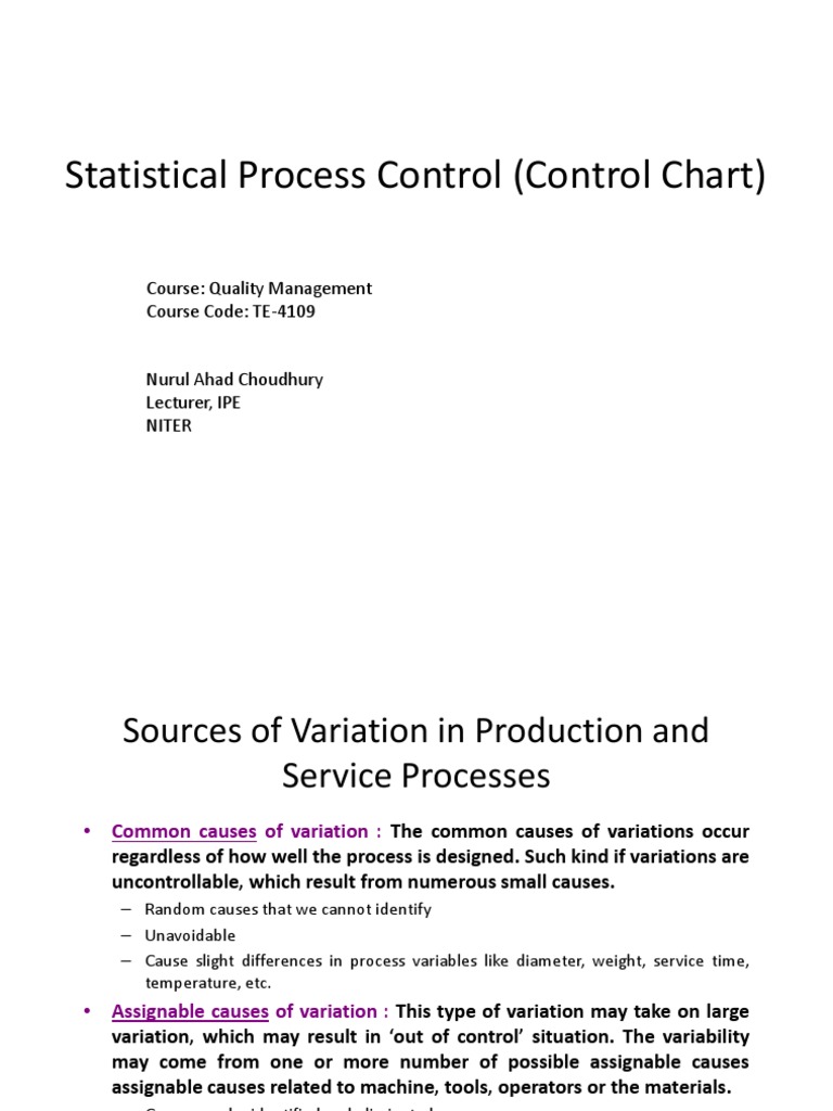 Statistical Process Control (Control Chart) | PDF | Standard Deviation ...