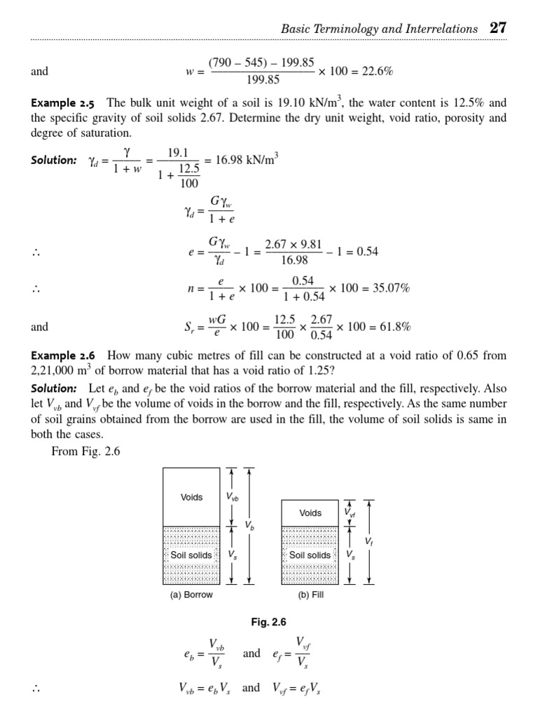 Example 2.5 The Bulk Unit Weight of A Soil Is 19.10 KN/M: Solution ...