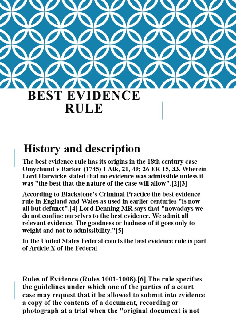 Best Evidence Rule | PDF | Common Law | Justice