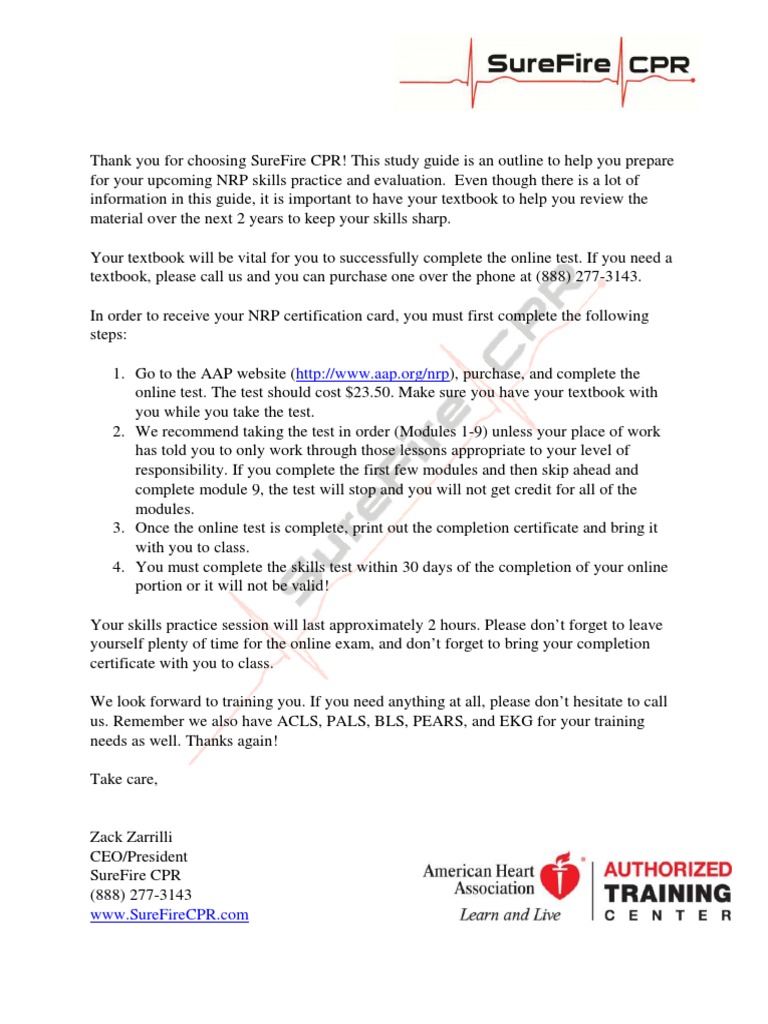 SureFire CPR NRP Study Guide | Download Free PDF | Cardiopulmonary ...