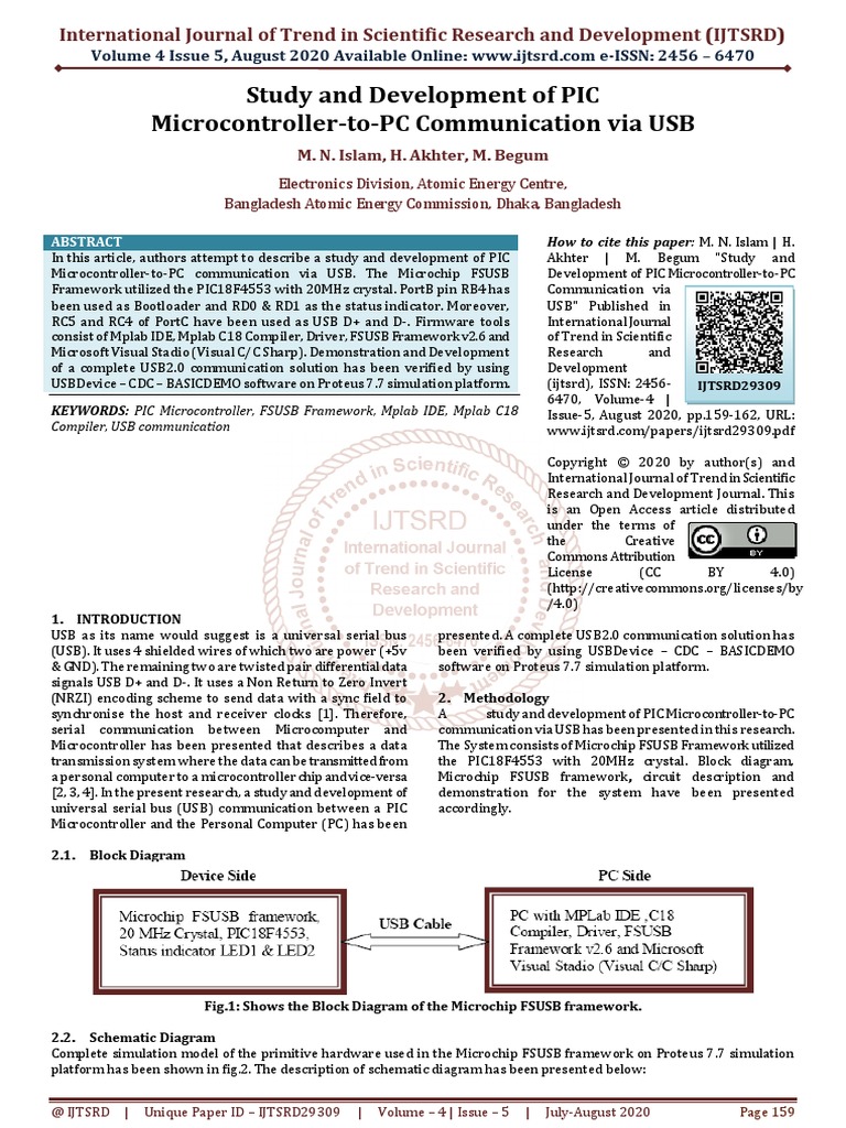 Study And Development Of Pic Microcontroller To Pc Communication Via