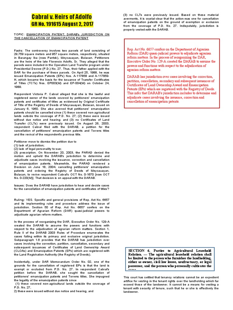 Module 2 PD 27 Cases | PDF | Leasehold Estate | Lease