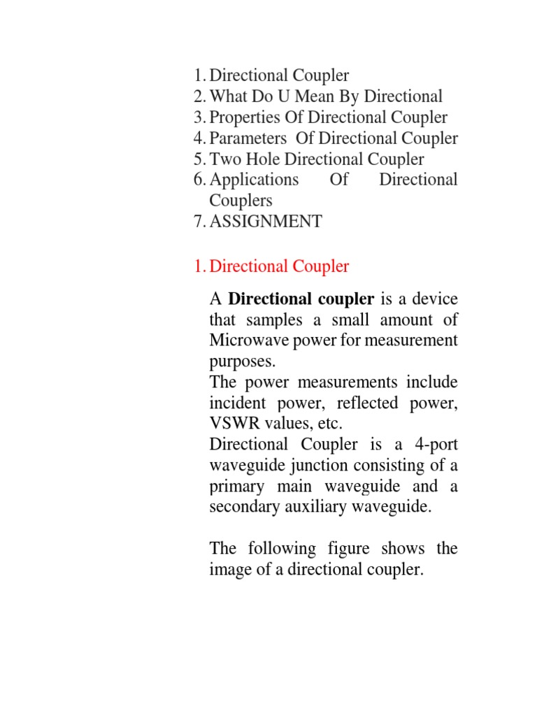 Overview of Directional Couplers | PDF | Information And Communications ...