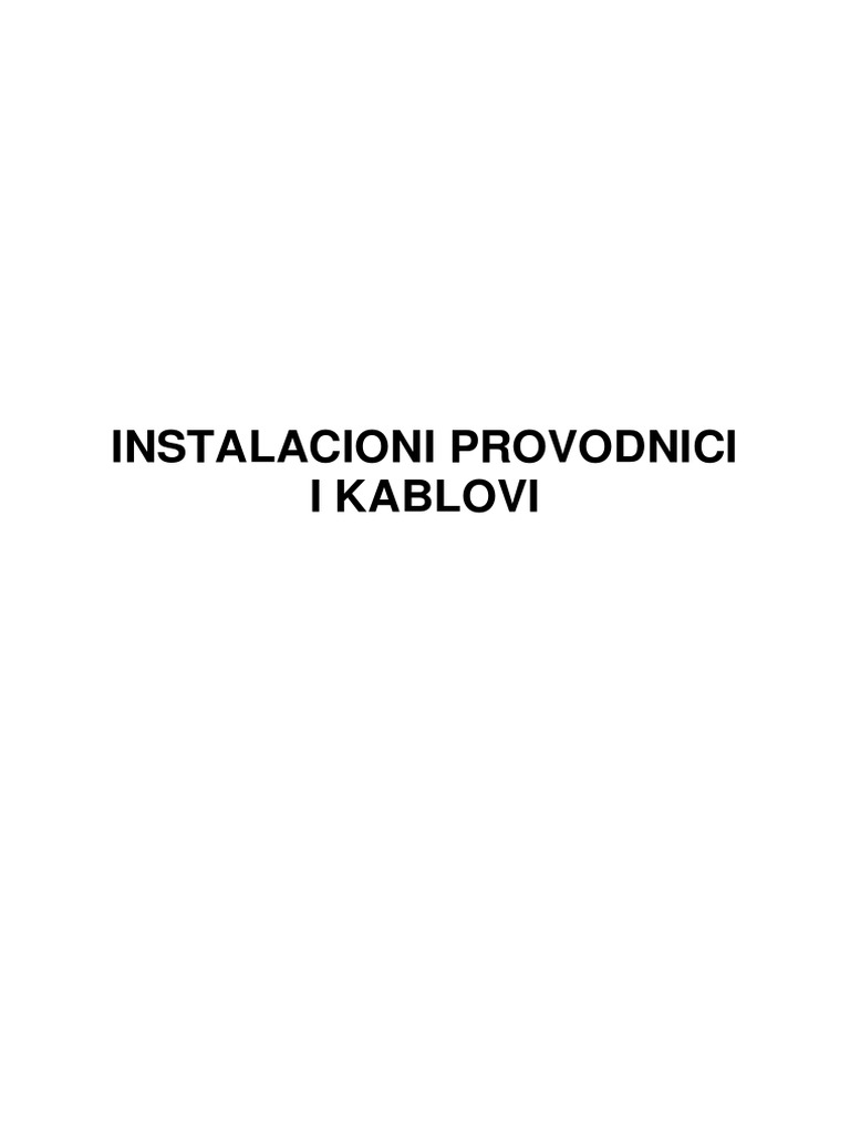 Instalacioni Provodnici I Kablovi | PDF