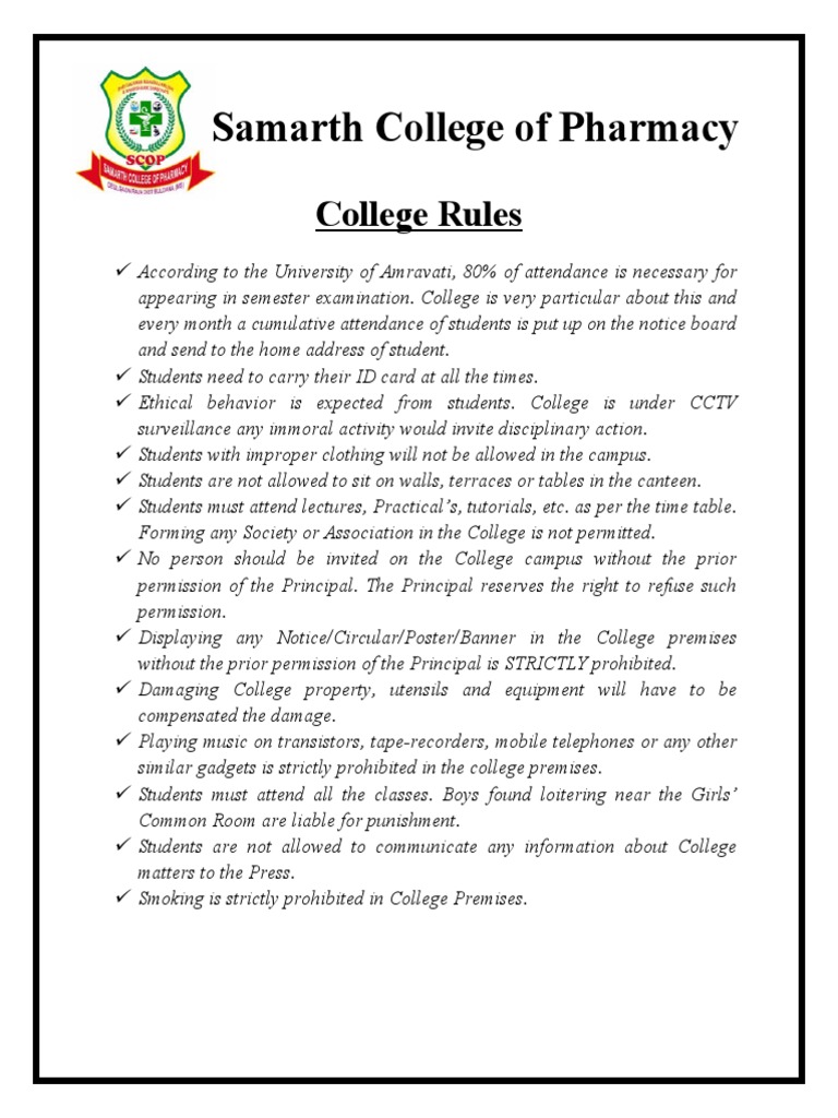 Samarth College Student Guidelines | PDF