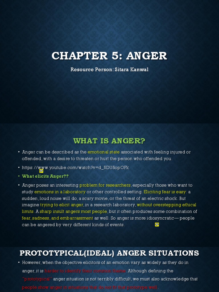 Chapter 5: Anger: Resource Person: Sitara Kanwal | PDF | Anger | Aggression
