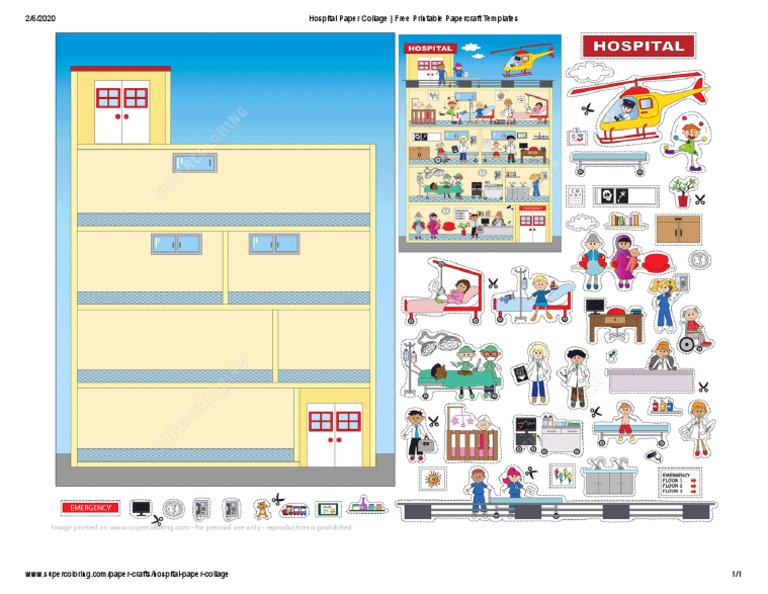 Hospital Paper Collage - Free Printable Papercraft Templates | PDF ...