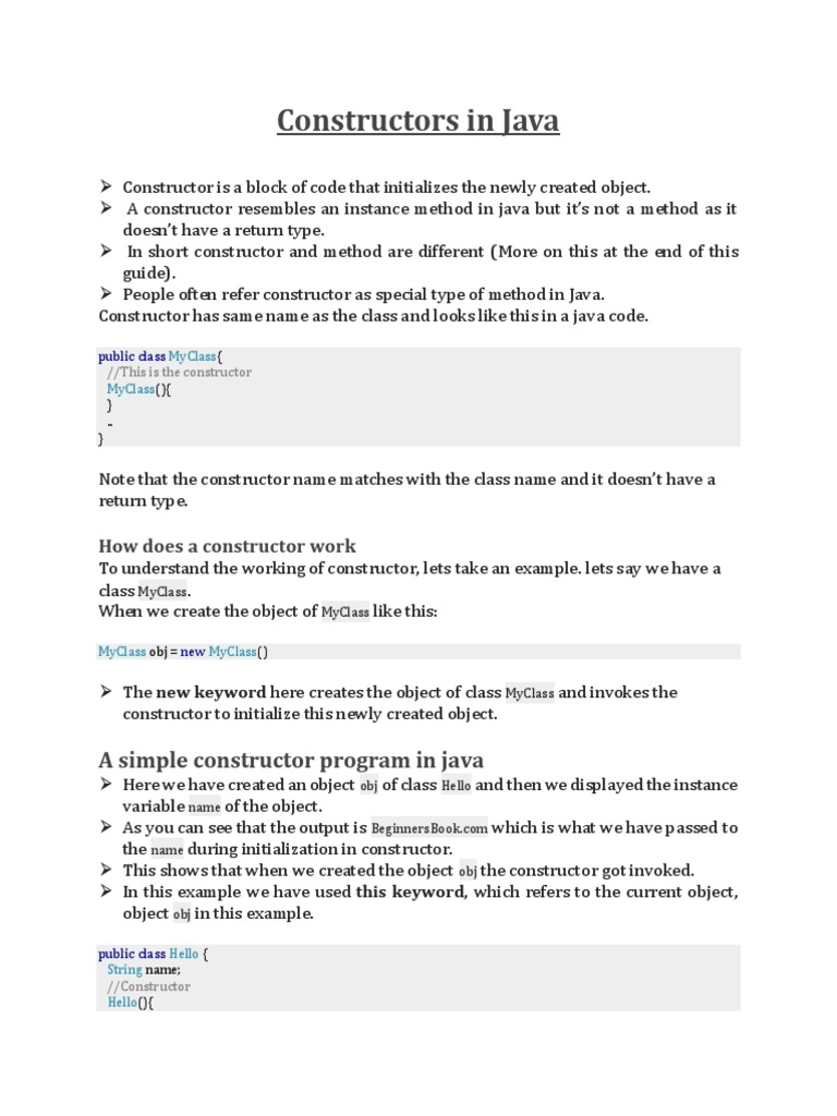 Constructor Pdf Constructor Object Oriented Programming Programming