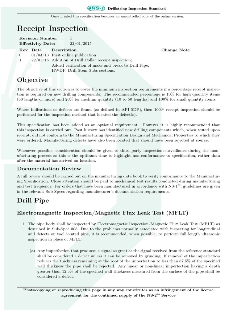 Receipt Inspection NS2A4 | PDF | Pipe (Fluid Conveyance) | Hardness