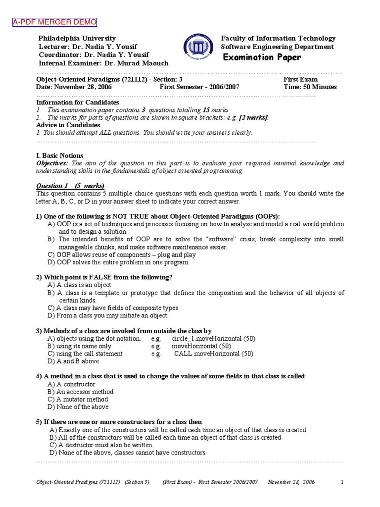 721112ex PDF | PDF | Method (Computer Programming) | Class (Computer ...