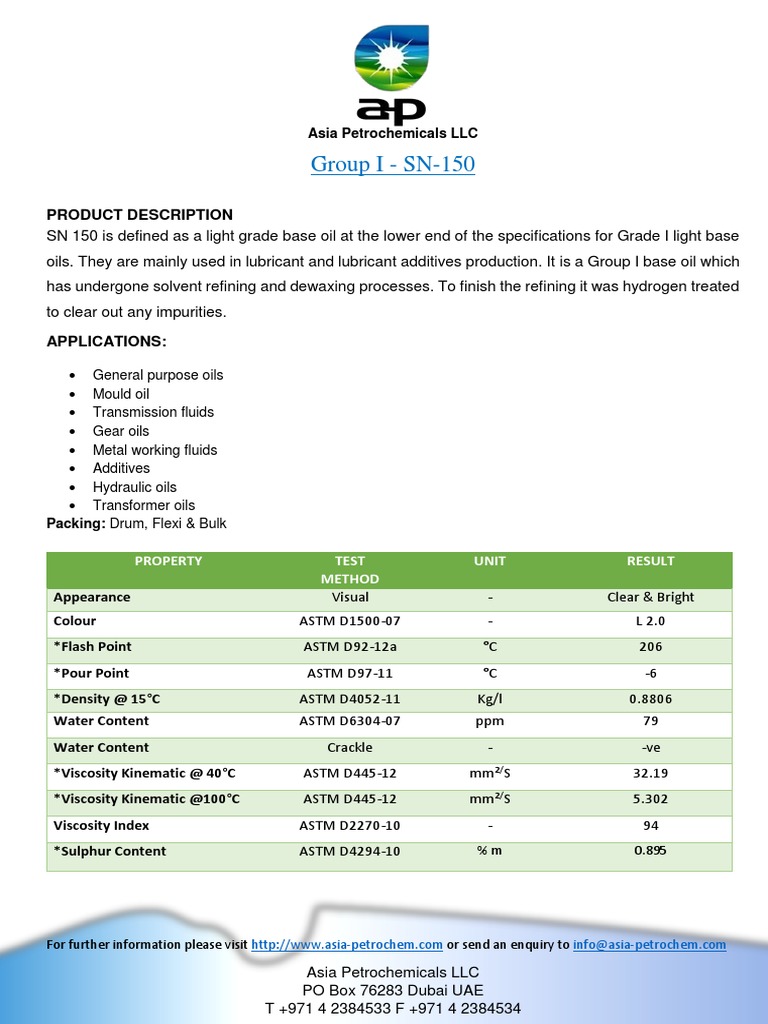 Group I - SN-150: Product Description | PDF