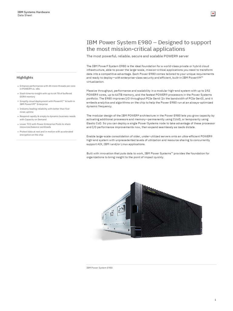 IBM Power System E980 - Designed To Support The Most Mission-Critical Applications | PDF | Cpu ...