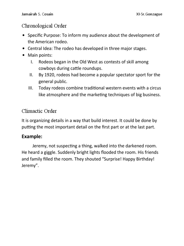 Chronological Order: Example | PDF | History | Lifestyle