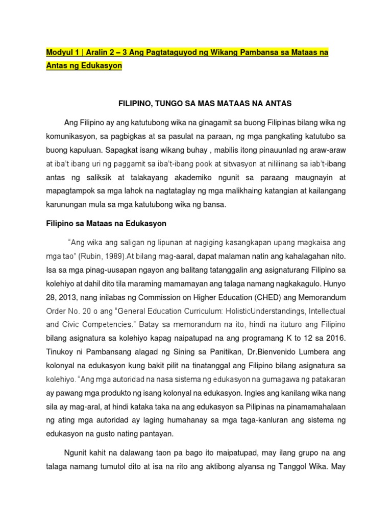 Modyul 1 Aralin2-3 Fil PDF | PDF