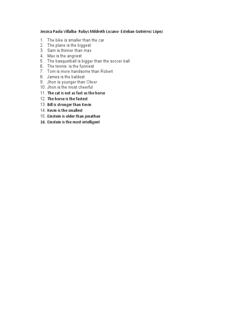 Comparatives and Superlatives | PDF | Sports & Recreation
