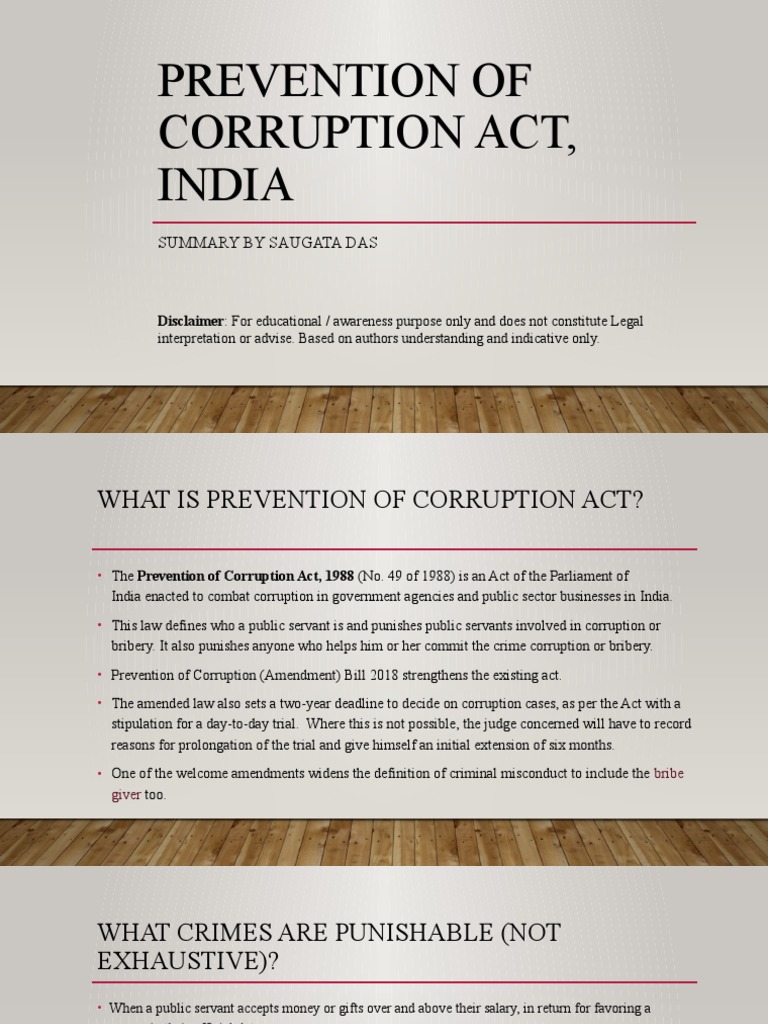 Prevention of Corruption Act - India | PDF | Bribery | Corruption