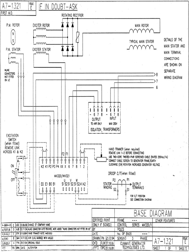 MX320 MX321 Newage Voltage Regulator Wiring Diagram PDF | PDF