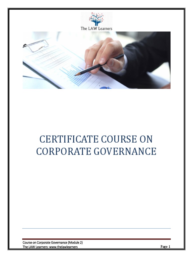 Certificate Course On Corporate Governance | PDF | Corporate Governance ...