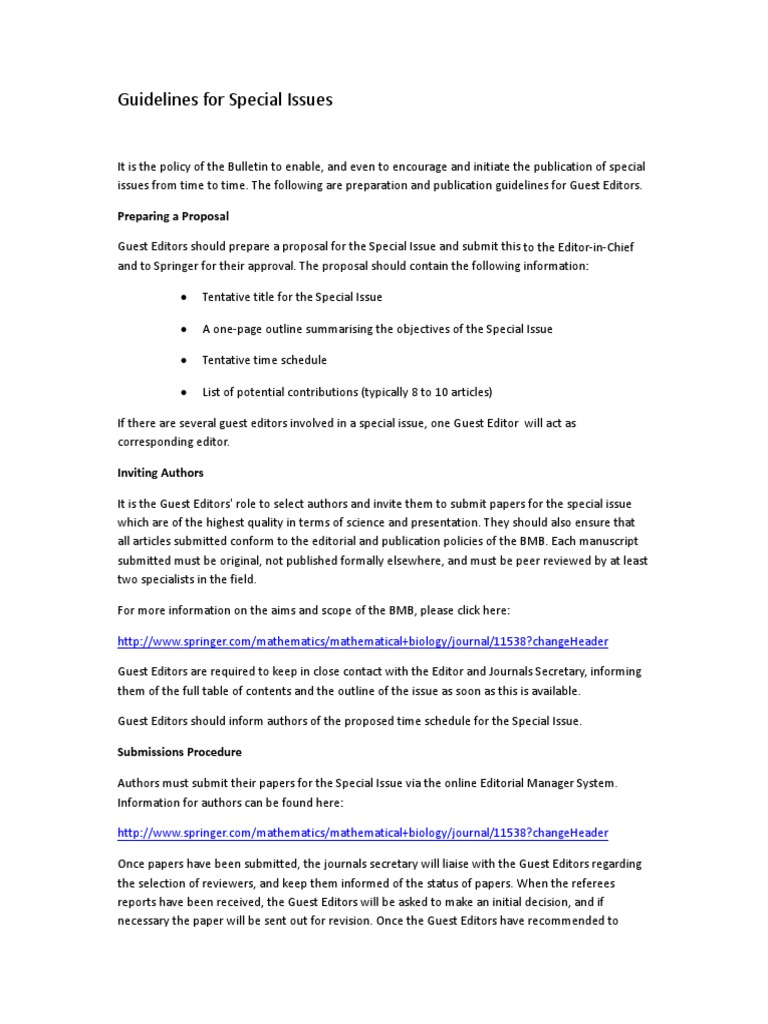 Guidelines For Special Issues - 11538 | PDF | Academic Journal | Mass Media