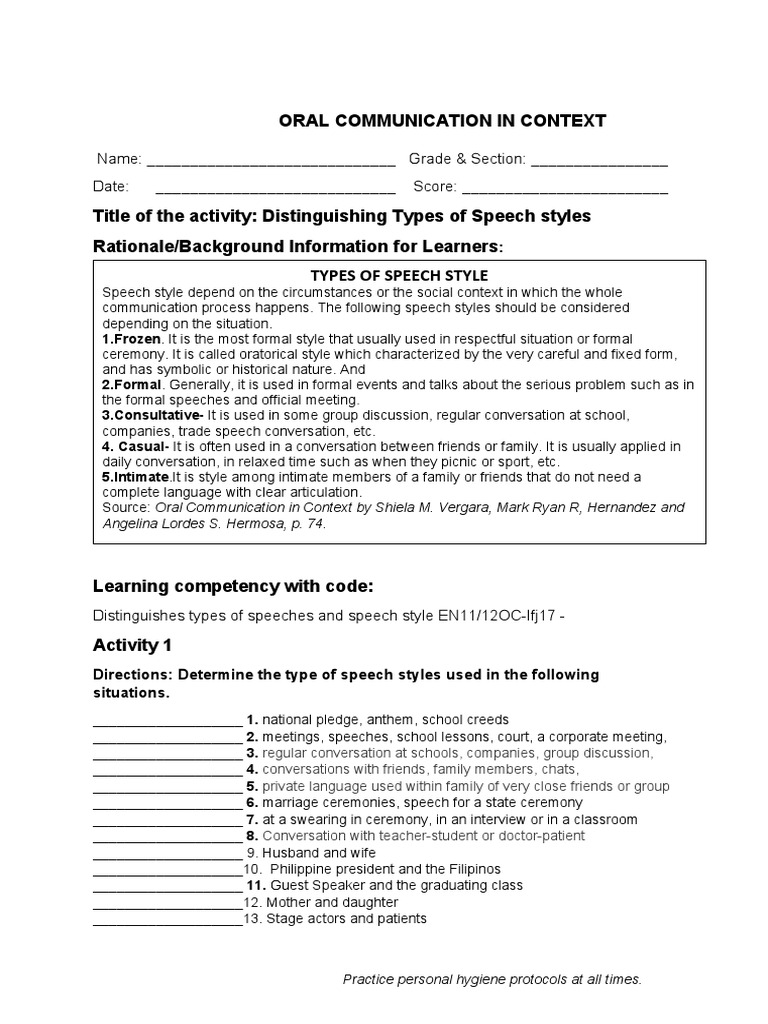 Speech Styles | PDF | Conversation | Learning