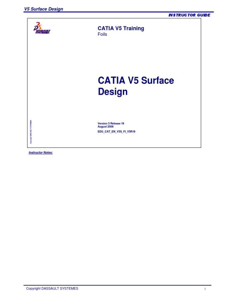 CATIA V5 Surface Design | PDF | Geometry | Computer Aided Design