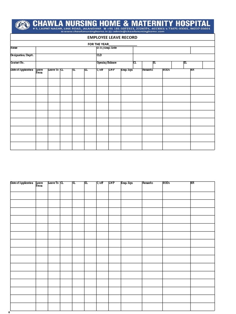 Employee Leave Record: FOR THE YEAR | PDF | Technology & Engineering