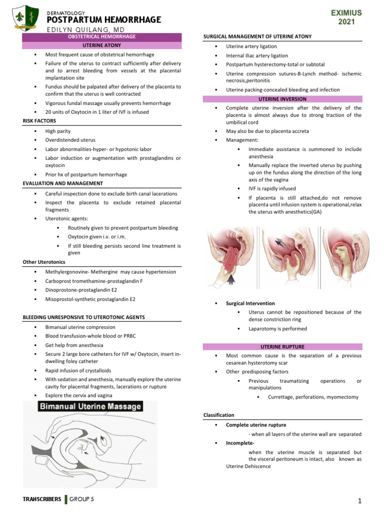 Ob Postpartum Hemorrhage | PDF | Uterus | Childbirth