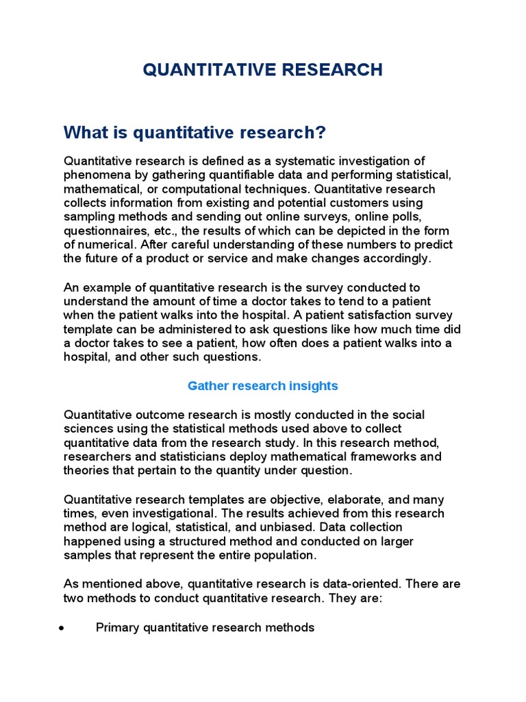 QUANTITATIVE Research | PDF | Sampling (Statistics) | Survey Methodology